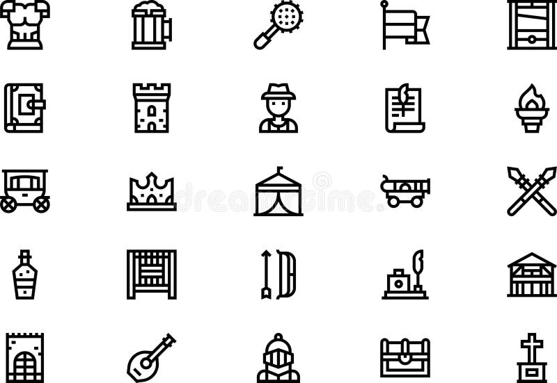 Medieval Icons Collection is a Vector Illustration with Editable Stroke ...