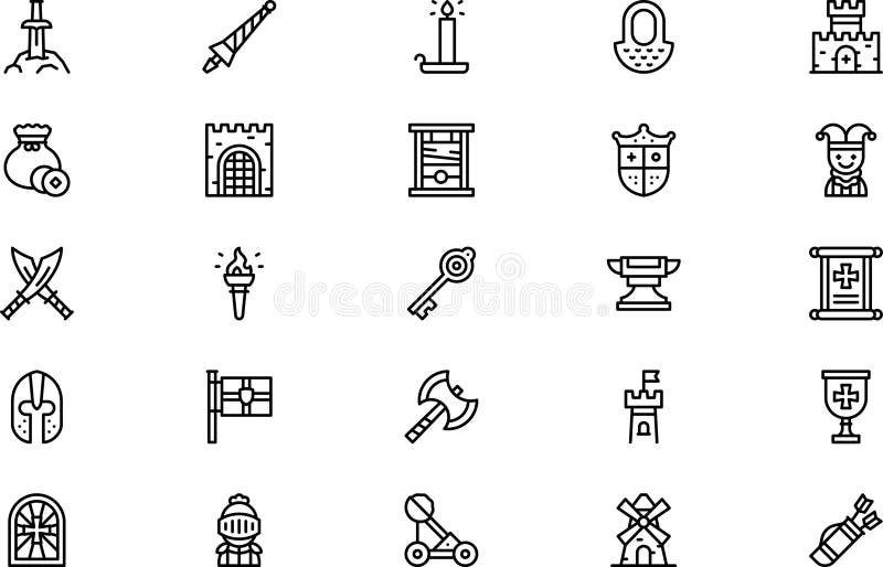 Medieval Icons Collection is a Vector Illustration with Editable Stroke ...