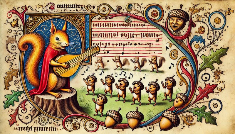 A Medieval Illuminated Manuscript Marginalia. AI Generated. Stock ...