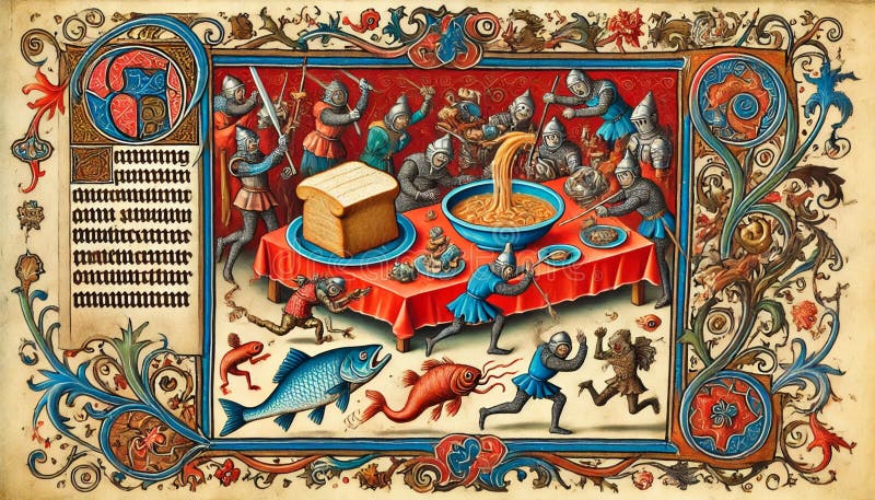 A Medieval Illuminated Manuscript Marginalia. AI Generated. Stock ...