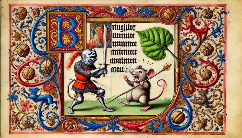 A Medieval Illuminated Manuscript Marginalia. AI Generated. Stock ...