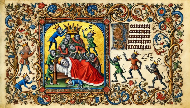 A Medieval Illuminated Manuscript Marginalia. AI Generated. Stock ...