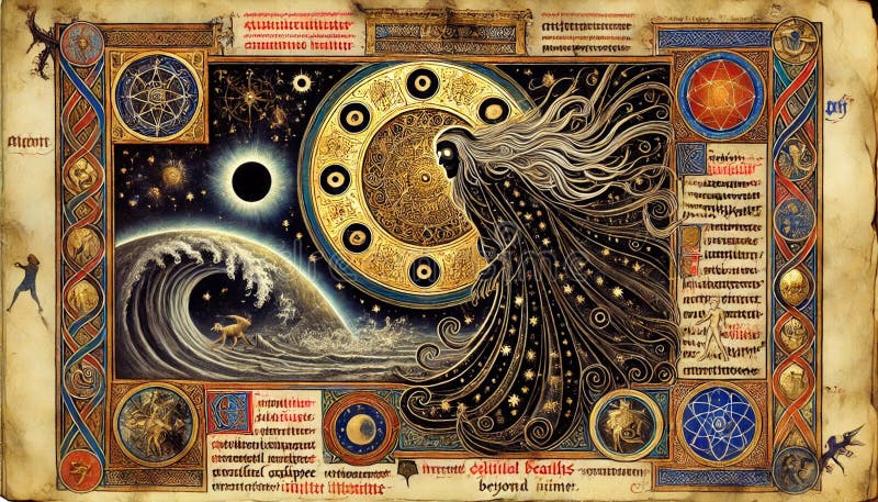 A Medieval Illuminated Manuscript Marginalia. AI Generated. Stock ...