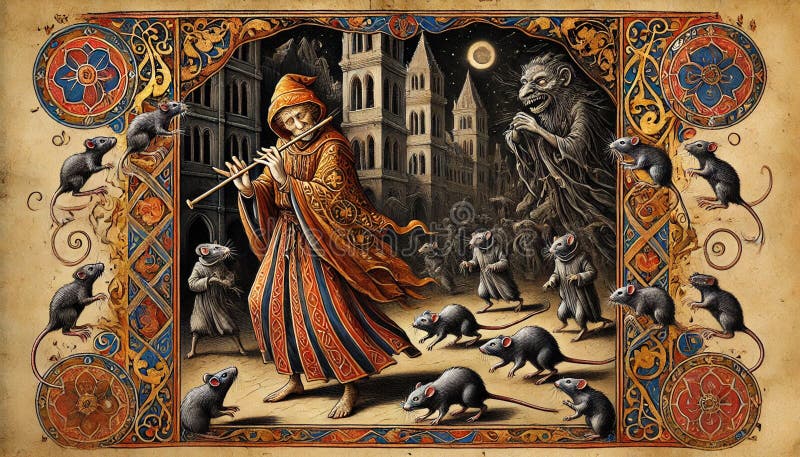 A Medieval Illuminated Manuscript Marginalia. AI Generated. Stock ...