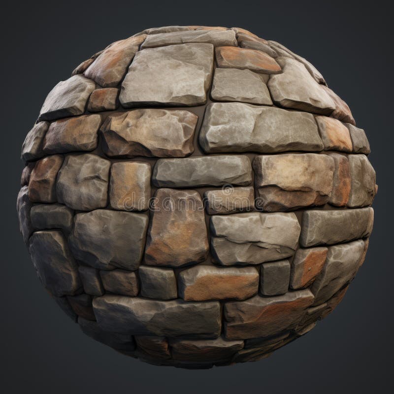 Medieval-inspired 3d Rock Sphere Texture with Flat Shading Stock ...