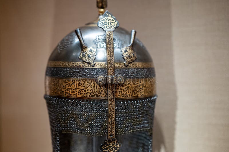 Medieval Islamic Turkish Iron Helmet Stock Image - Image of protection ...