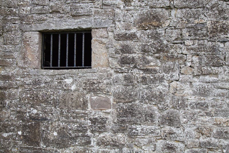 Medieval Jail Wall with a Window. Stock Image - Image of grey, wall ...