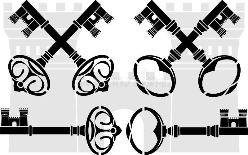Medieval keys and castle stock vector. Illustration of house - 19196932