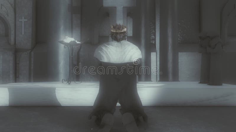 Medieval King Kneeling and Pray in Front of a Cross Stock Video - Video ...
