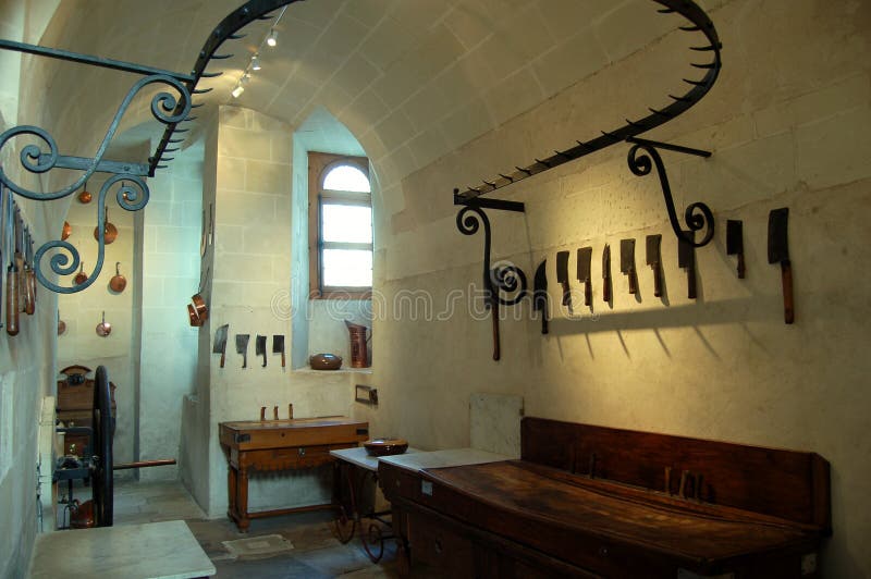 Medieval Kitchen / Butcher S Table Stock Photo - Image of cher, kitchen ...