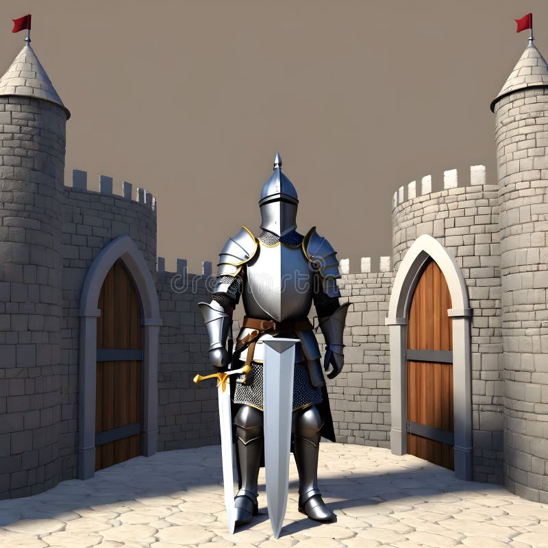 Medieval Knight Aesthetic 3D Map Background Stock Illustration ...