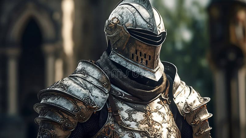 Medieval Knight with Armor. Generative AI Stock Illustration ...