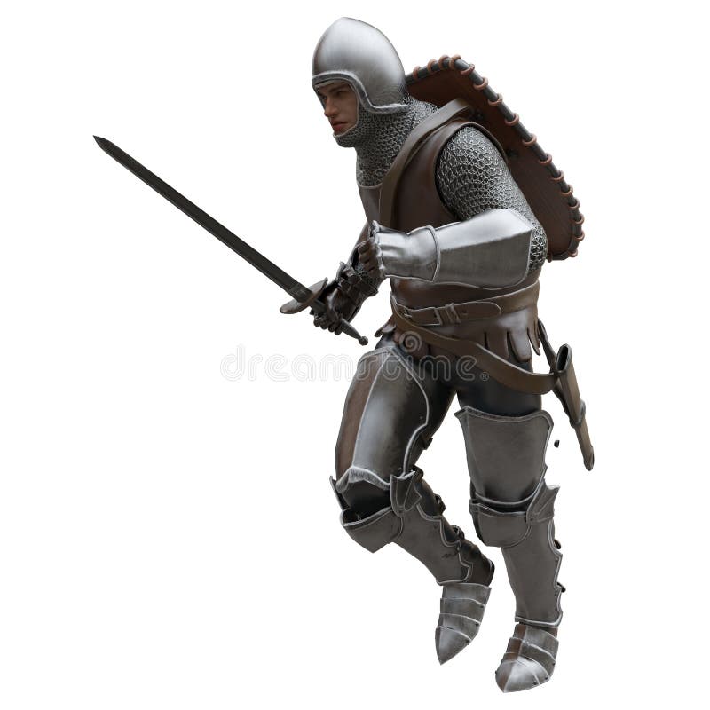 Medieval Knight in Armor Isolated White Background 3d Illustration ... Medieval Knight in Armor Isolated White Background 3d Illustration ...