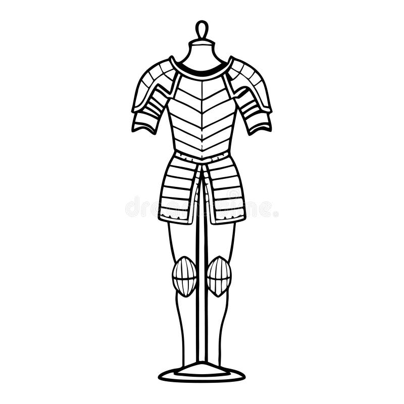 Medieval Knight Armor Outline Vector Illustration for Design and ...