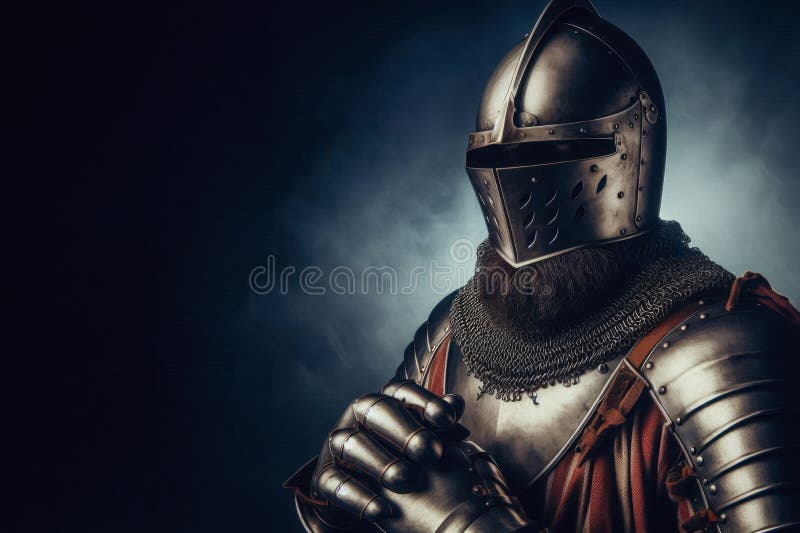 A Medieval Knight in Armor, Ready for Battle. Space for Text. Stock ...