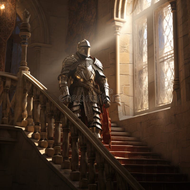 Medieval Knight in the Castle Stock Illustration - Illustration of ...