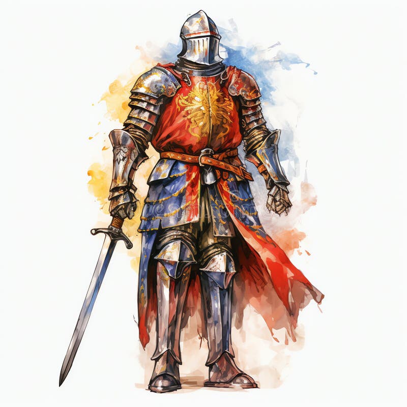 Medieval Knight Costume Medieval Watercolor Fantasy Stock Illustration ...