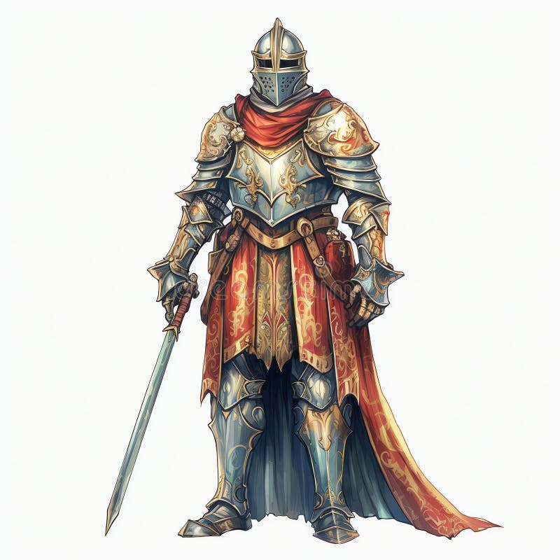 Medieval Knight Costume Medieval Watercolor Fantasy Stock Illustration ...