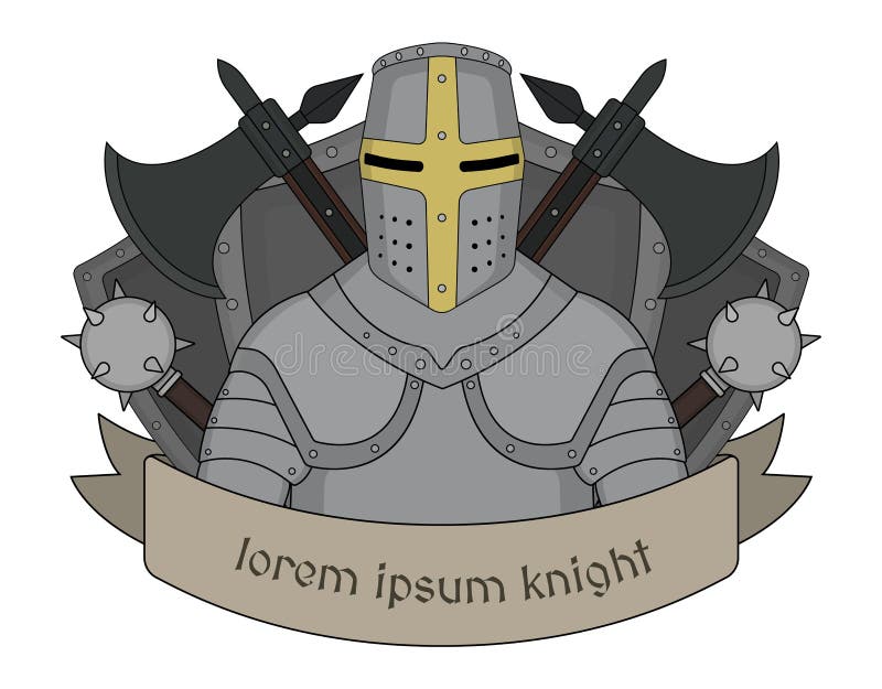Medieval knight emblem stock vector. Illustration of drawing - 63699330