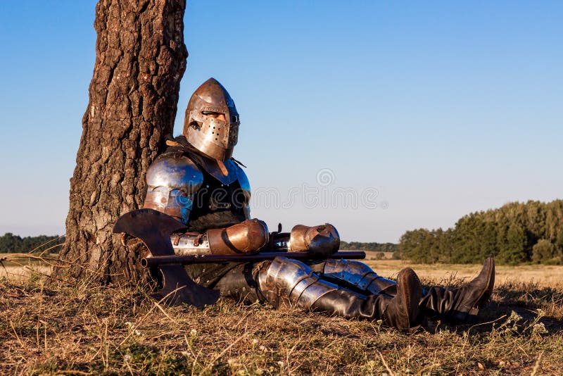 Knight playing dead stock photo. Image of knight, lying - 2923282