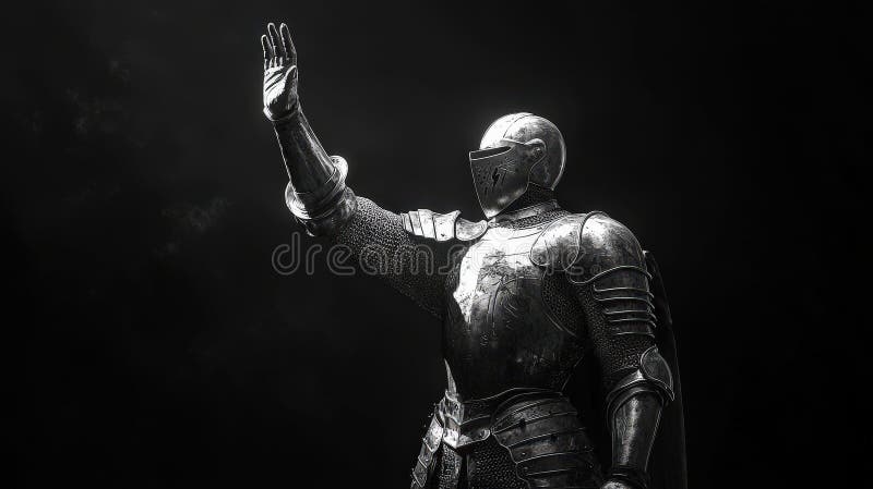 Medieval Knight in Full Armor Against Dramatic Backdrop Stock Photo ...