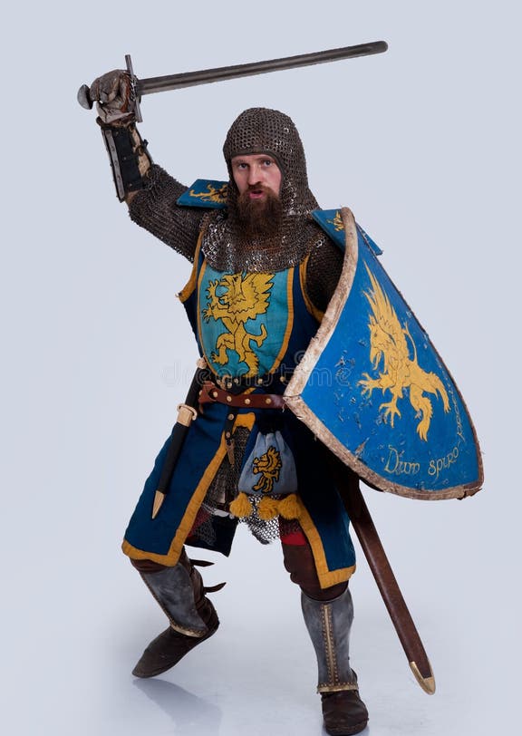 Medieval Knight in Full Armor Standing Stock Image - Image of ...