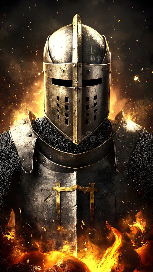 Medieval Knight in Gleaming Armor Stock Photo - Image of embellished ...