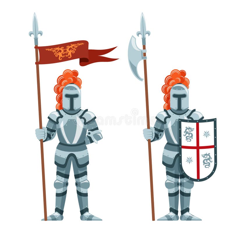 Medieval Knight with Halberd Stock Vector - Illustration of mascot ...