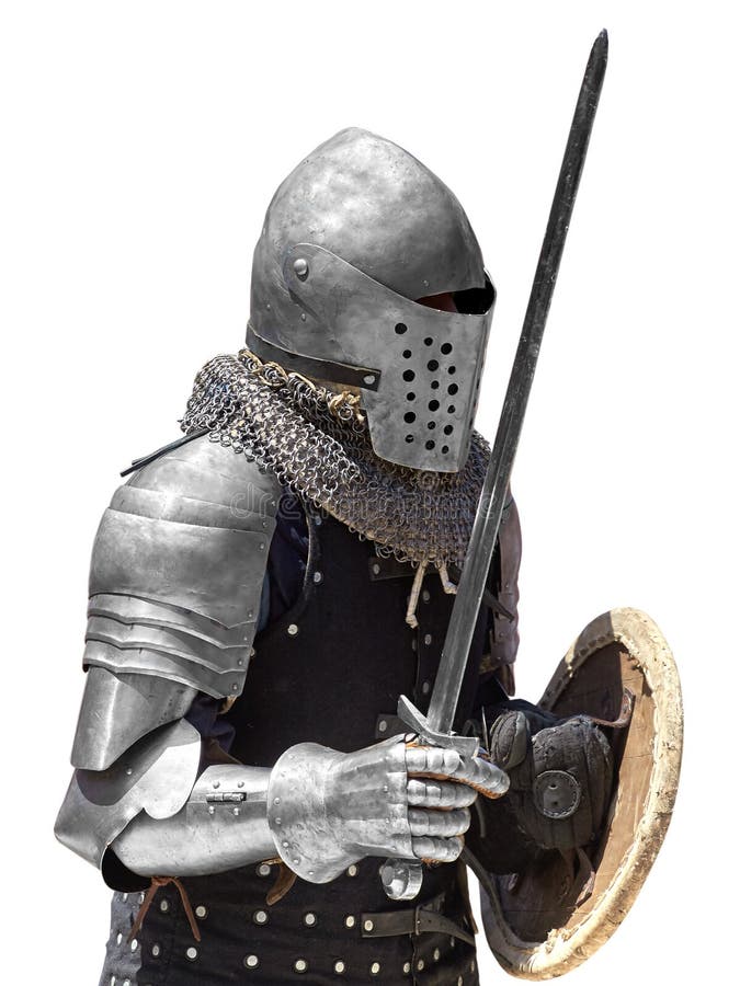 Medieval Knight Isolated on White Background. Stock Photo - Image of ...