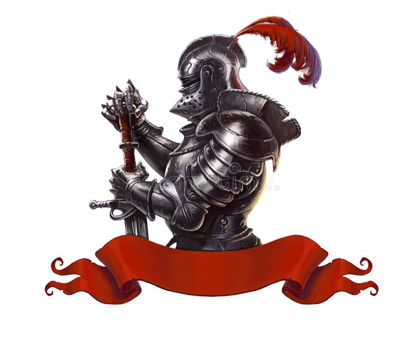 Medieval Knight with Long Sword Realistic Isolated. Stock Illustration ...