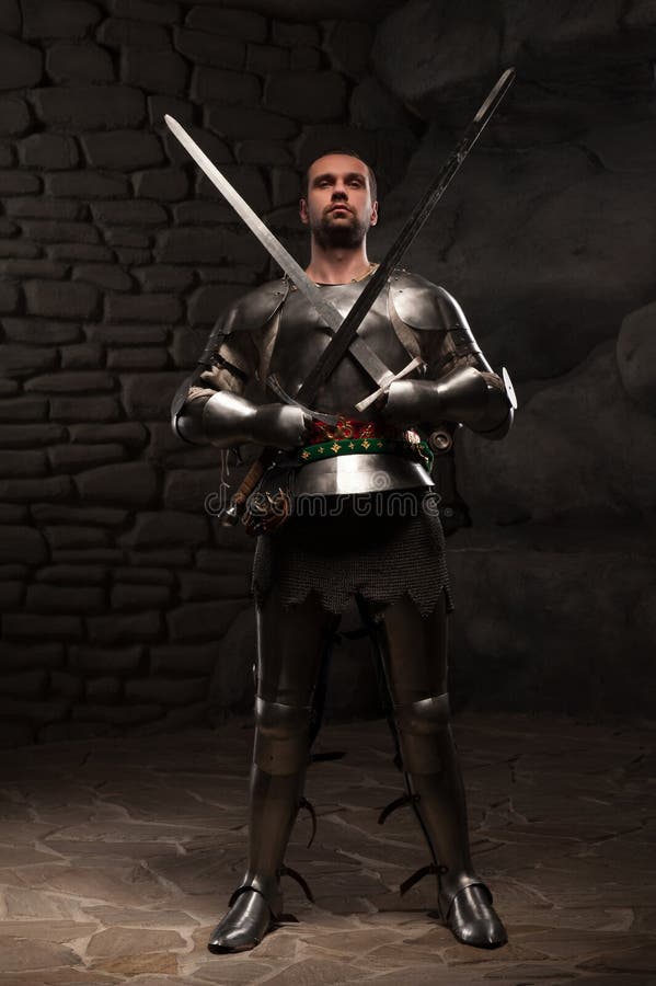 Medieval Knight Posing Two Swords Stock Photos - Free & Royalty-Free ...