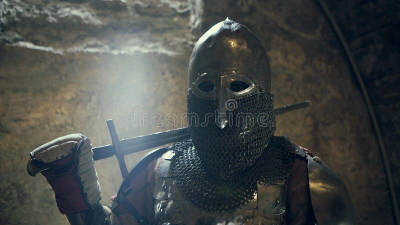 Medieval Knight`s Armor in the Castle. Stock Image - Image of light ...