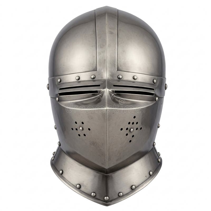 A Medieval Knight S Helmet with Chainmail, Isolated on a White Stock ...