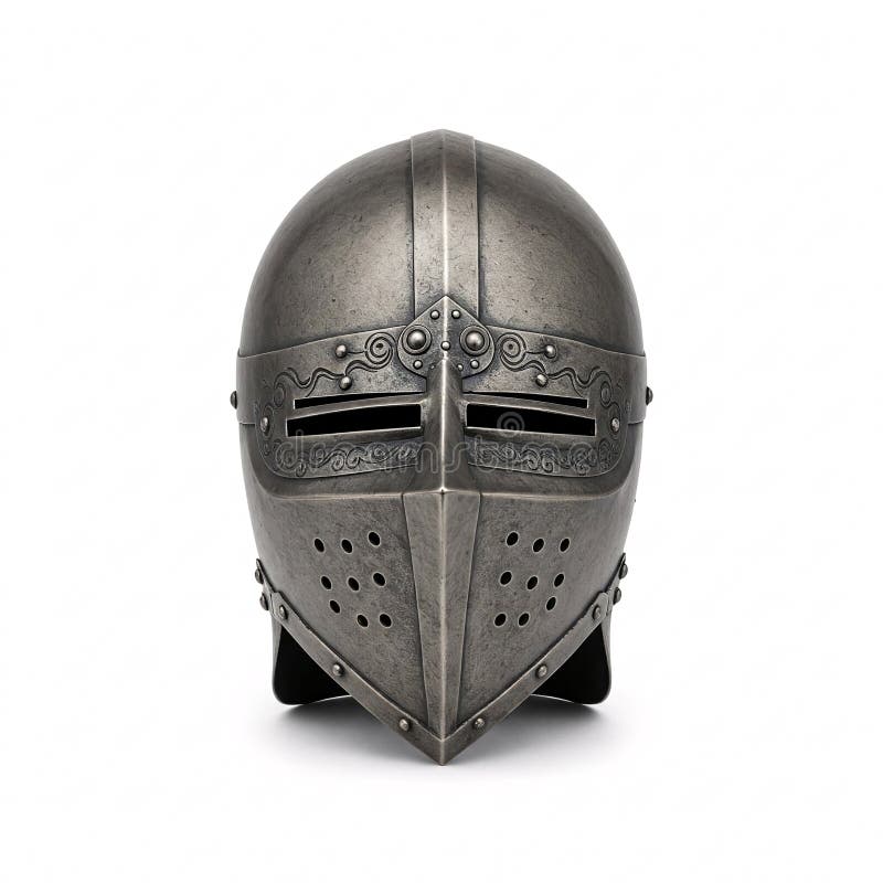 A Medieval Knight S Helmet with Chainmail, Isolated on a White Stock ...