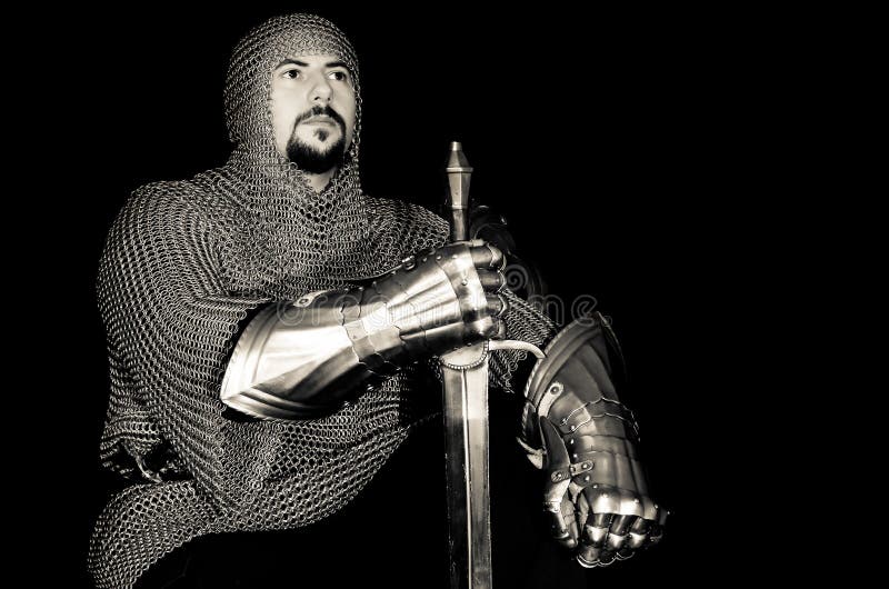 Medieval Knight Seated stock image. Image of mail, arthur - 30387031