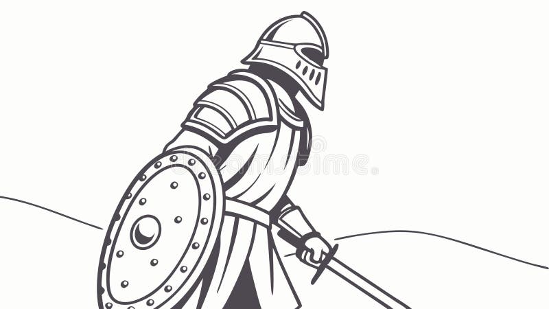 Medieval Knight with Shield, Classic Warrior Illustration, Vector ...