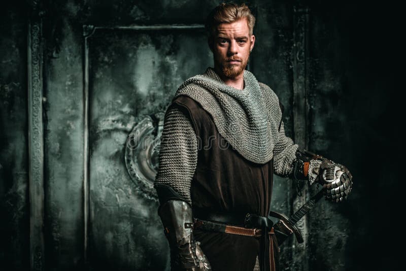 Medieval Knight Holding Sword in His Hand Stock Photo - Image of knight ...