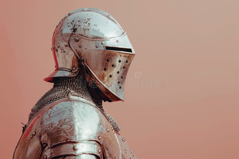 Medieval Knight Wearing Weathered Armor Looking Ahead Stock Photo ...