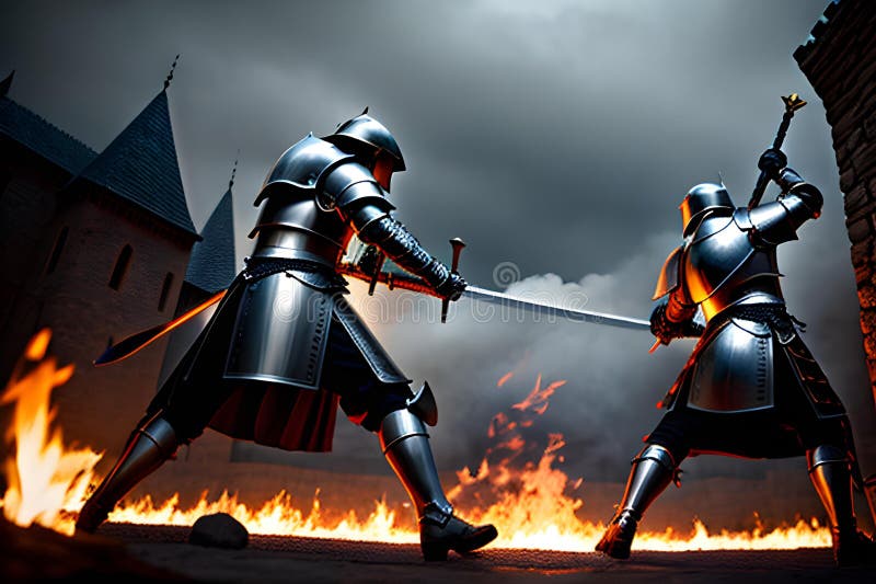 Medieval Knights in Battle, Illustration Stock Illustration ...