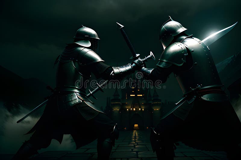 Medieval Knights in Battle, Illustration Stock Illustration ...