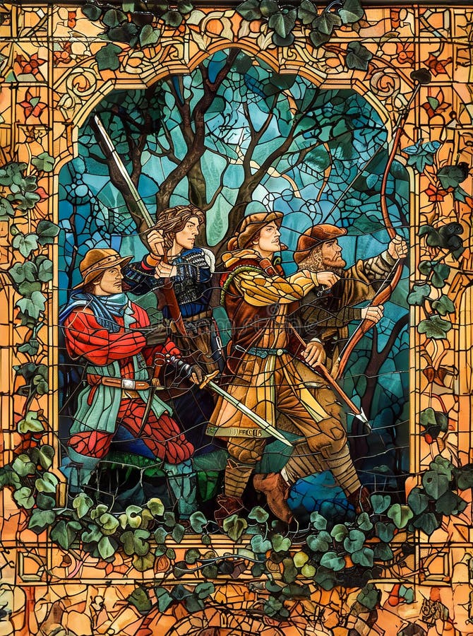 Medieval Knights in Enchanted Forest Stock Illustration - Illustration ...