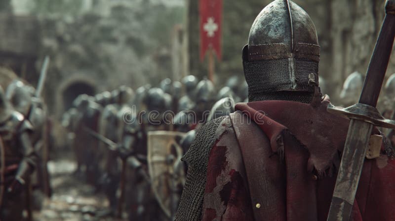 Medieval Knights are Fighting in Front of the Castle, the Siege. War ...