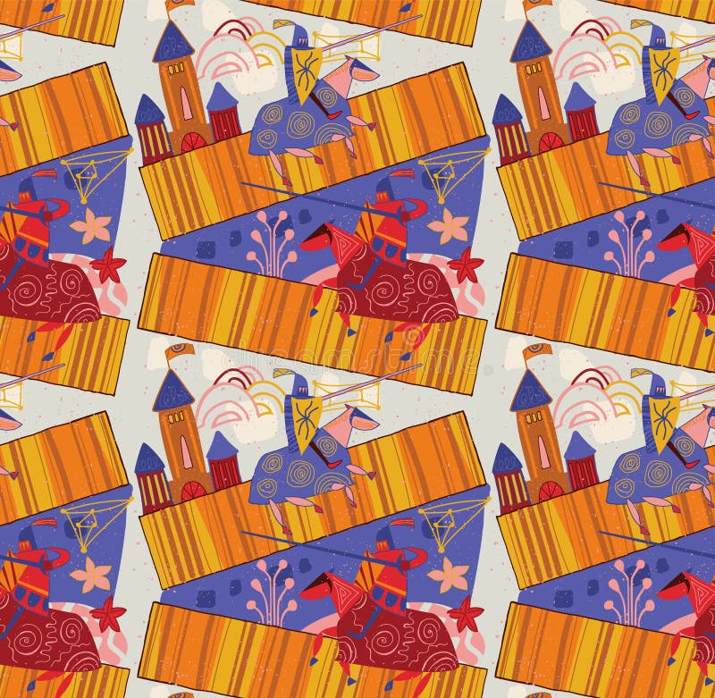 Medieval Knights Pattern Seamless Design Illustration Stock Vector ...