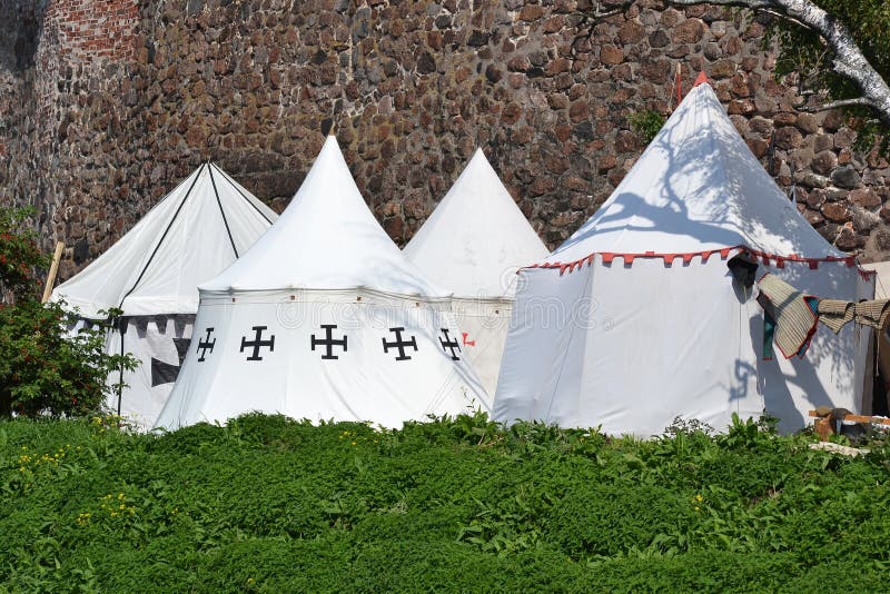 Medieval knights Tents stock photo. Image of vyborg, flag - 26899494