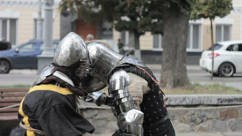 Medieval Knights Training in the City Street Stock Video - Video of ...