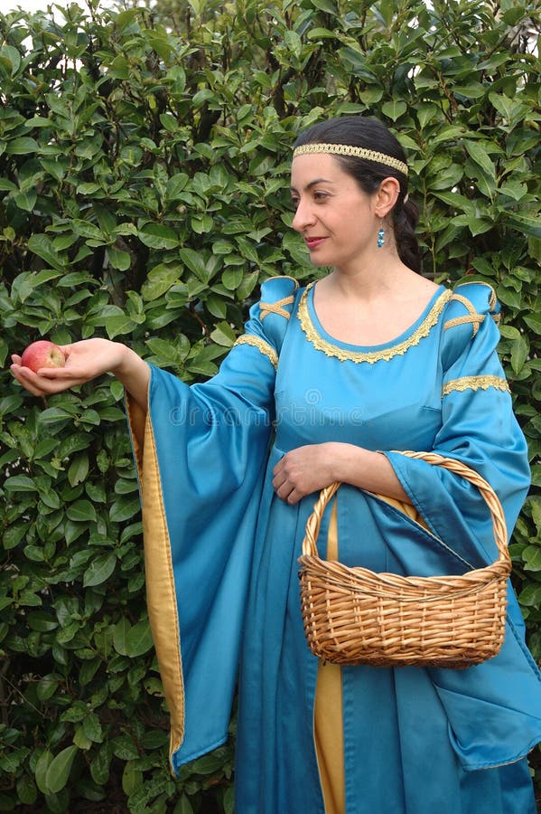 Medieval lady stock photo. Image of blue, fall, basket - 8948020