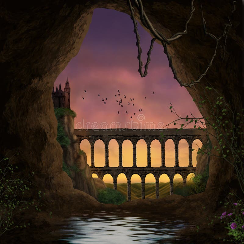 Medieval landscape stock image. Image of textures, painted - 22392645