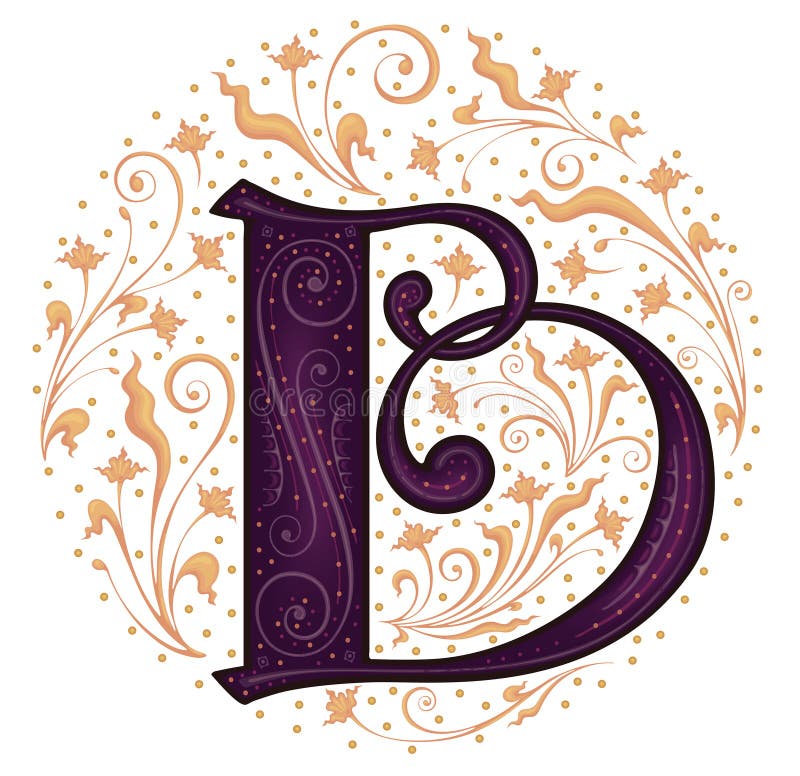 Medieval Letter B .Font .Alphabet . Typeface . Ancient Book Miniature ...