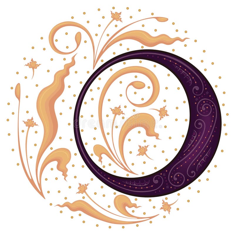 Medieval Letter O.Font .Alphabet . Typeface . Ancient Book Miniature ...