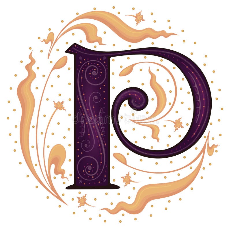 Medieval Letter P.Font .Alphabet . Typeface . Ancient Book Miniature ...